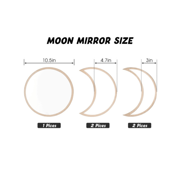 WILA | Accents | 5 Piece Set Moon Shaped Mirror Boho Home Decor | Poshmark